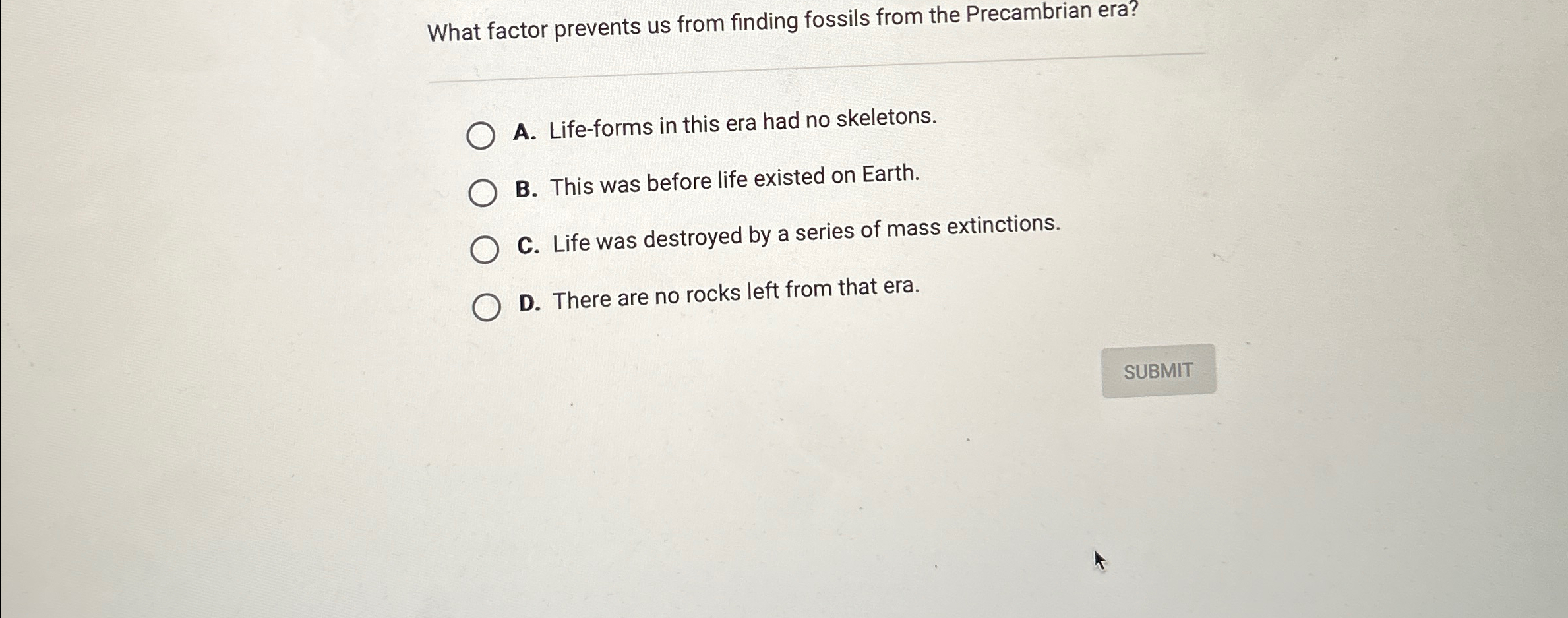Solved What factor prevents us from finding fossils from the | Chegg.com