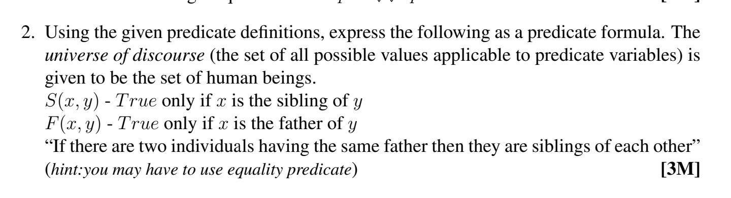 Solved 2. Using the given predicate definitions, express the | Chegg.com