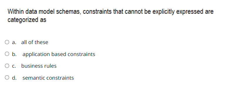 Solved Within data model schemas, constraints that cannot be | Chegg.com