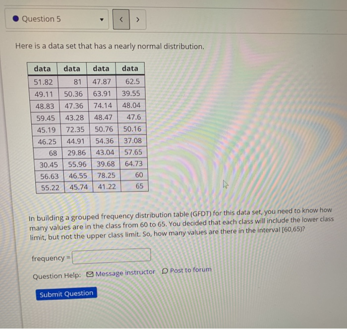 Solved Question 5 → > Here is a data set that has a nearly | Chegg.com