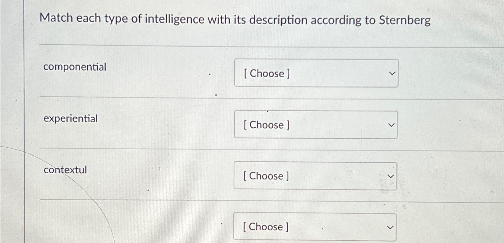 Solved Match each type of intelligence with its description | Chegg.com