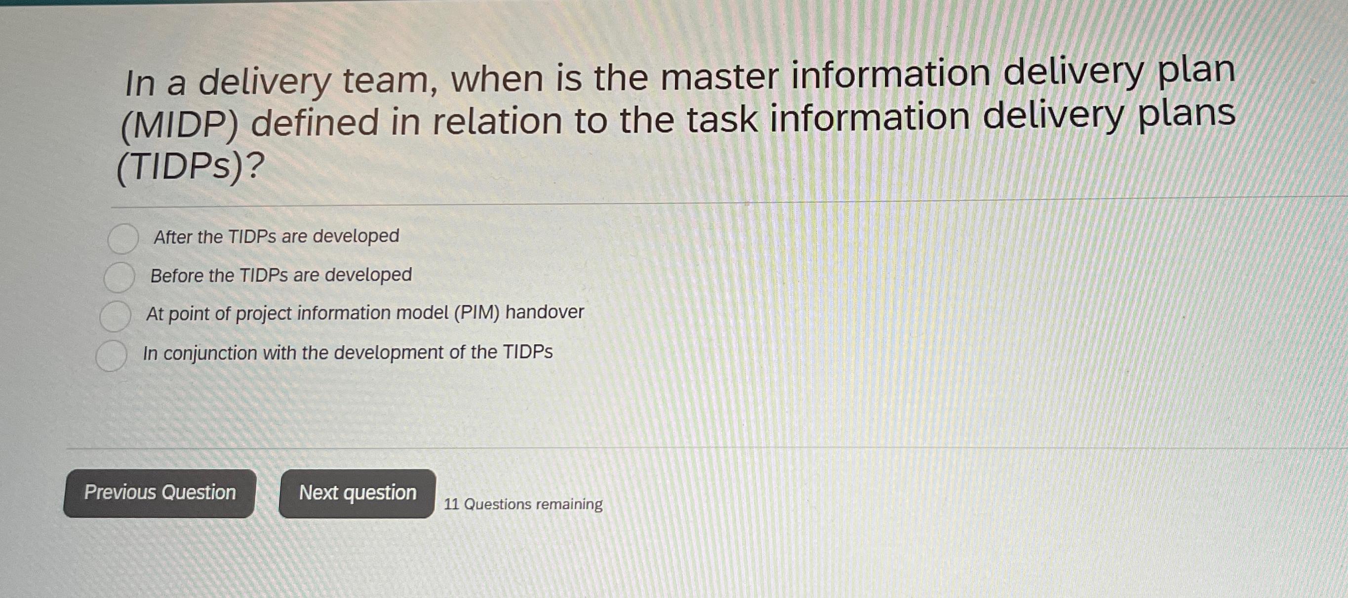 Solved In a delivery team, when is the master information | Chegg.com