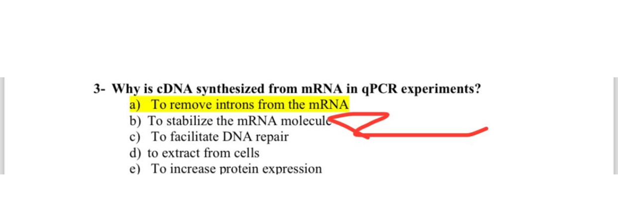 Solved 3- ﻿Why is cDNA synthesized from mRNA in qPCR | Chegg.com