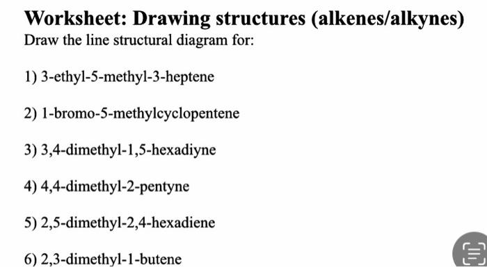 Worksheet: Drawing structures (cyclic) 1. Draw | Chegg.com