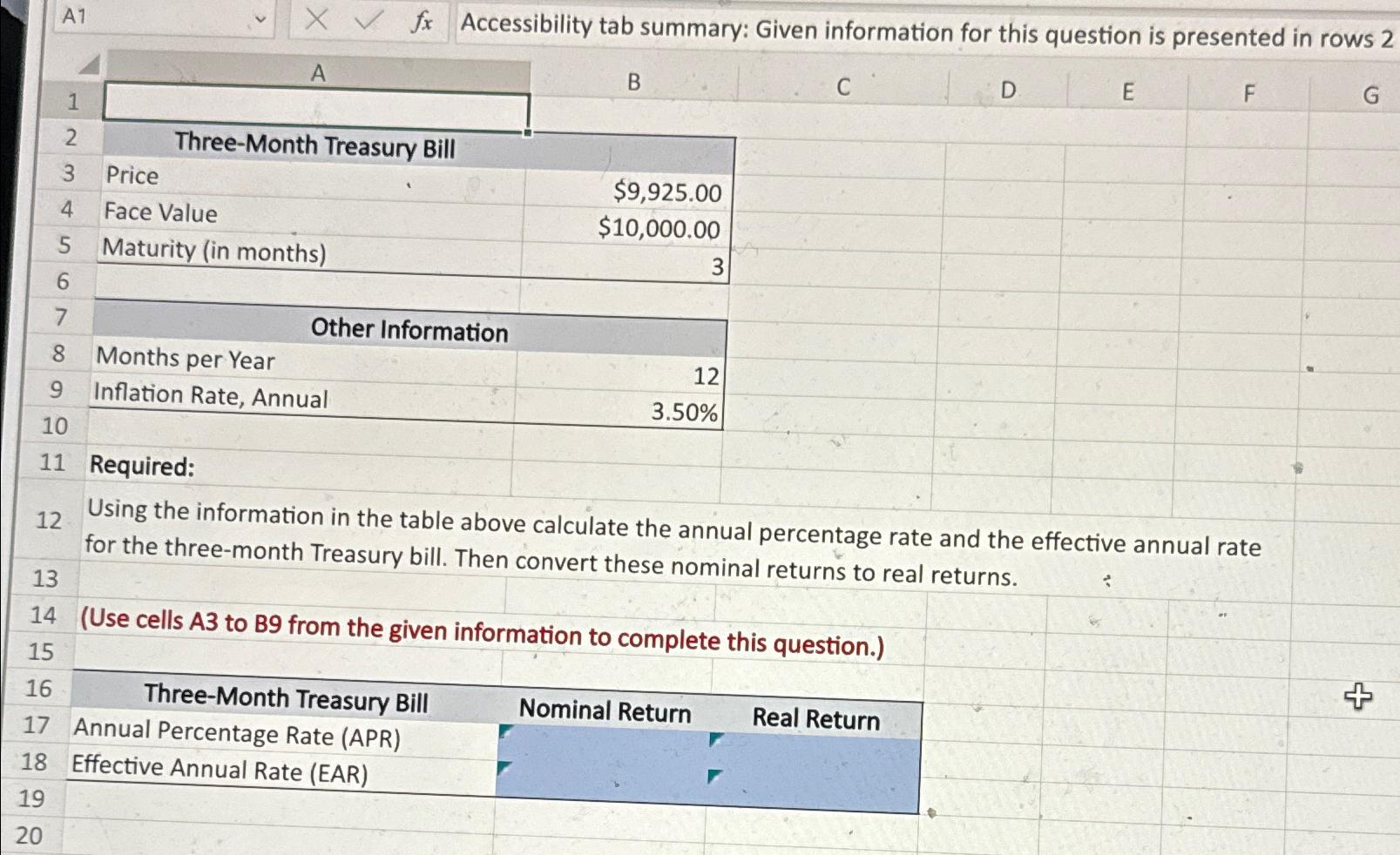 Solved A1fx ﻿Accessibility tab summary: Given information | Chegg.com