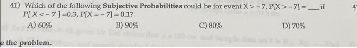 Solved which of the following subjective probabilities could | Chegg.com