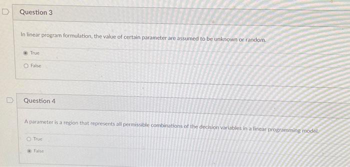 Solved D Question 3 In Linear Program Formulation The Value