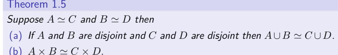 Solved Theorem 1.5Suppose A≃C ﻿and B≃D ﻿then(a) ﻿If A and B | Chegg.com