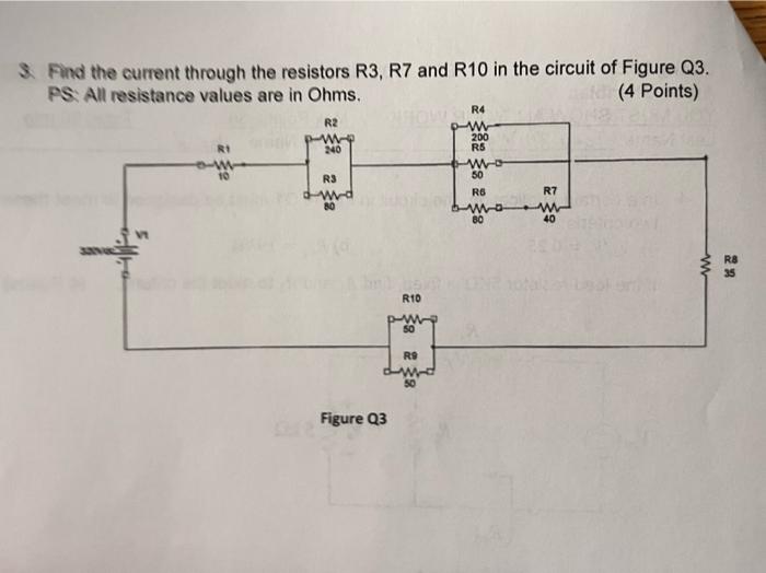 Solved 8. Find the current through the resistors R3, R7 and | Chegg.com