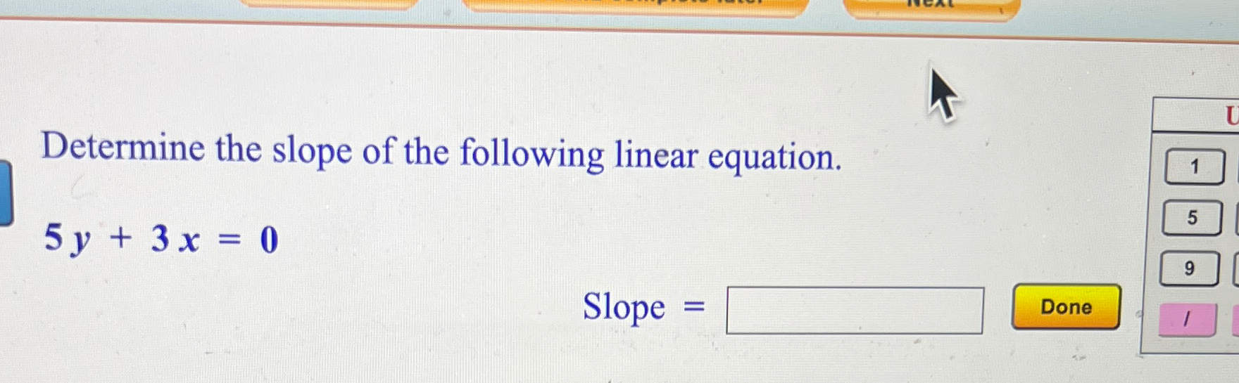 Solved Determine the slope of the following linear | Chegg.com