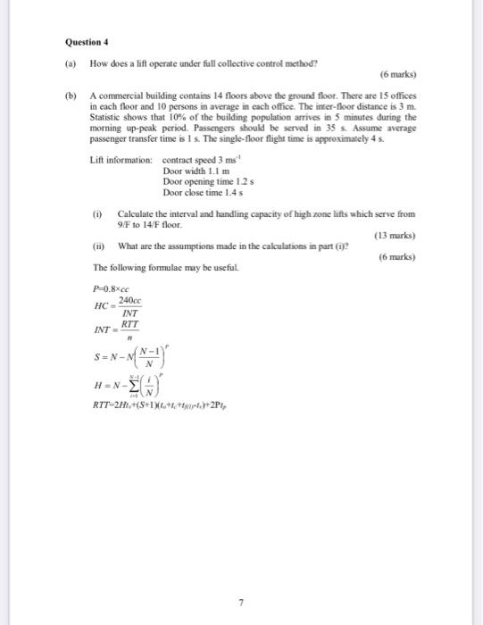 Question 4 (a) How does a lift operate under full | Chegg.com