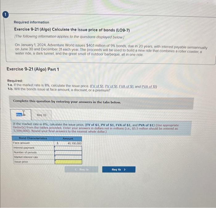 Solved Required information Exercise 9-21 (Algo) Calculate | Chegg.com