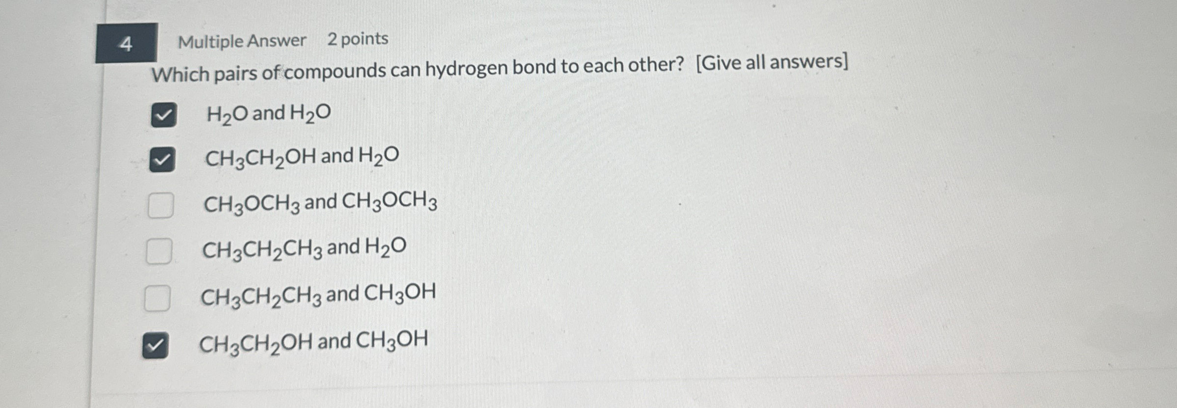 Solved 4Multiple Answer 2 ﻿pointsWhich pairs of compounds | Chegg.com