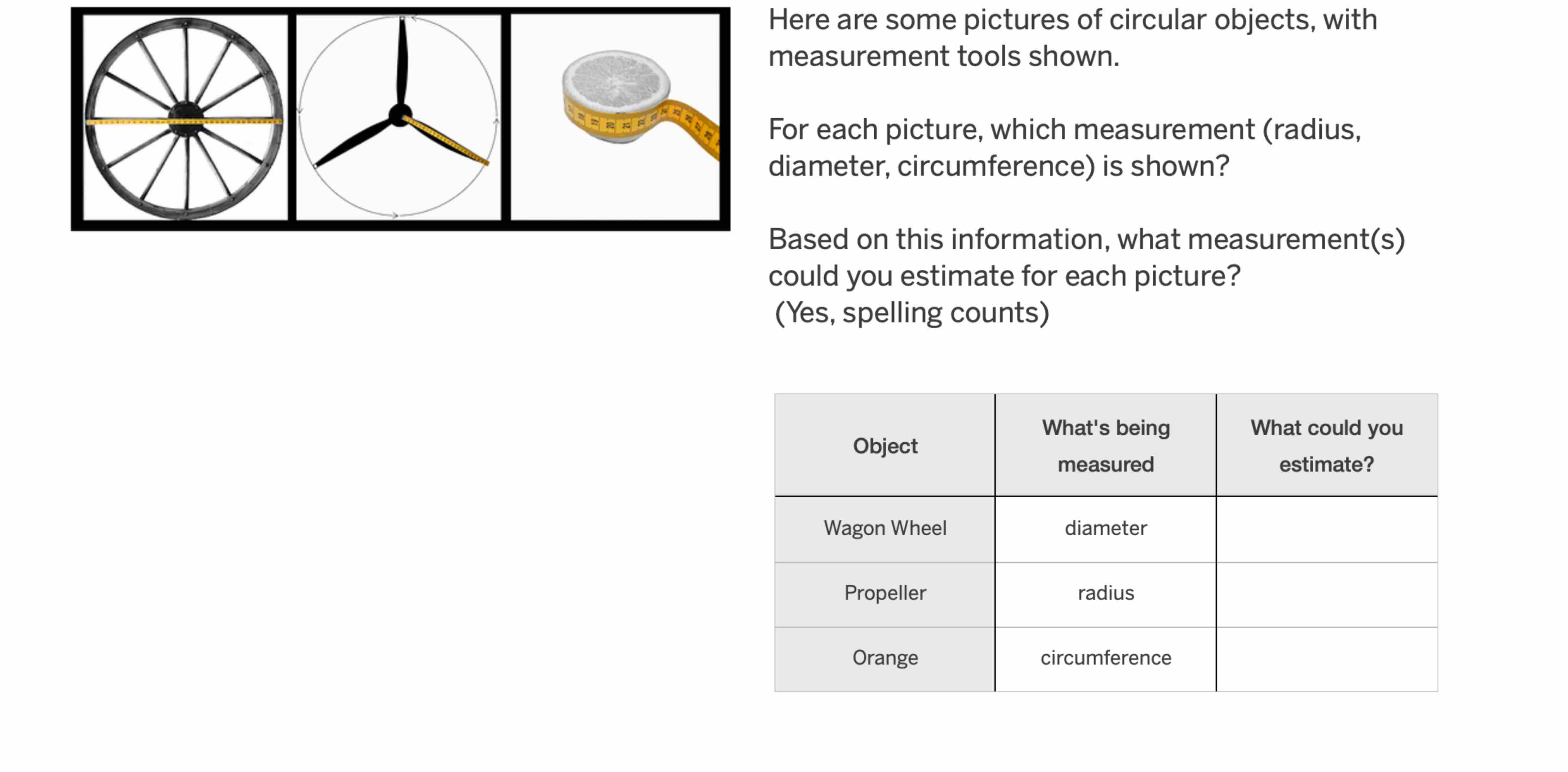 Solved Here are some pictures of circular objects, | Chegg.com