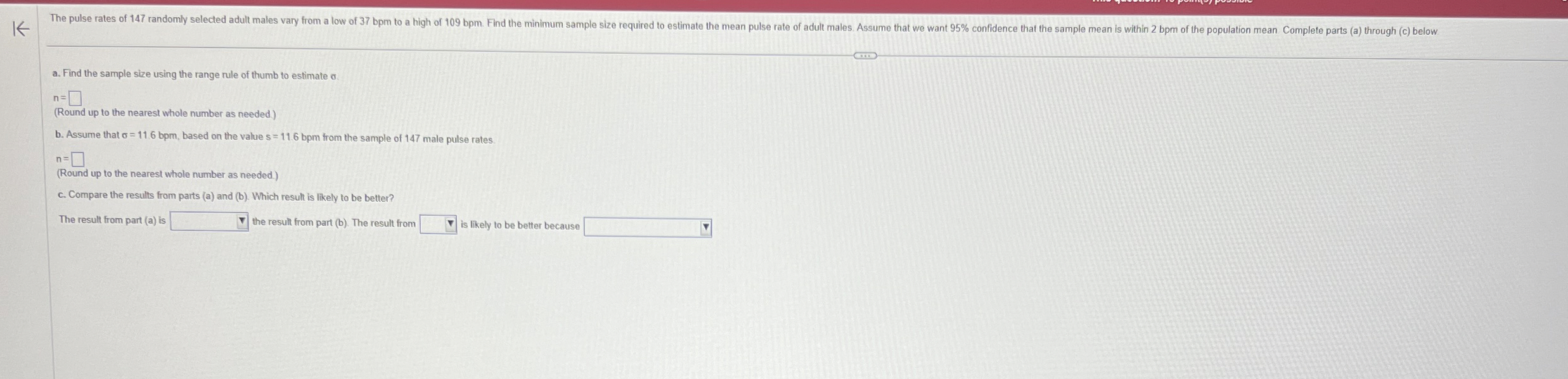 Solved a. ﻿Find the sample size using the range rule of | Chegg.com