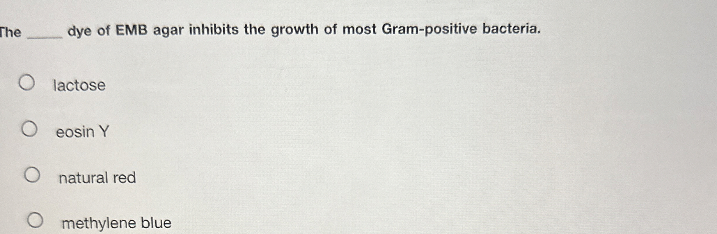 Solved The ﻿dye of EMB agar inhibits the growth of most | Chegg.com