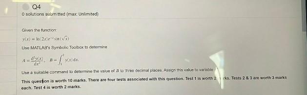 Solved 0 solutions submitted (max: Unlimited) Given the | Chegg.com