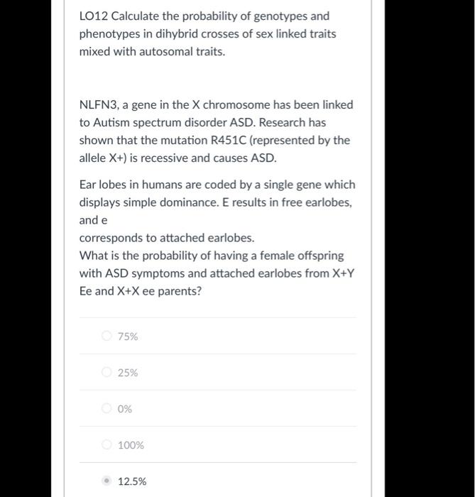 Solved LO12 Calculate the probability of genotypes and | Chegg.com