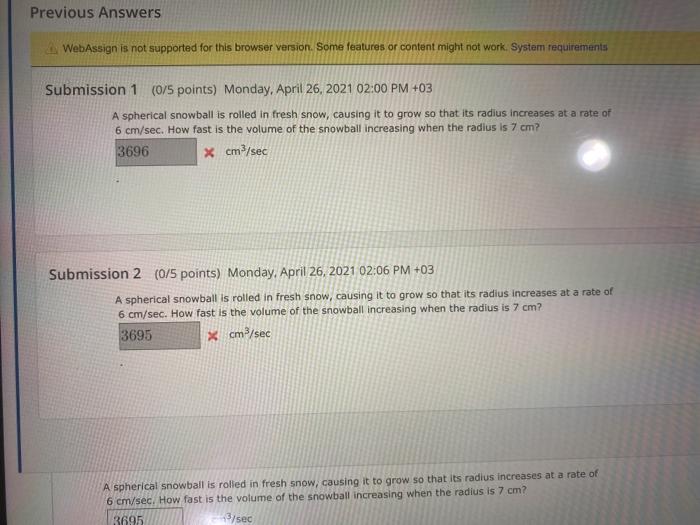 Solved Previous Answers WebAssign is not supported for this | Chegg.com