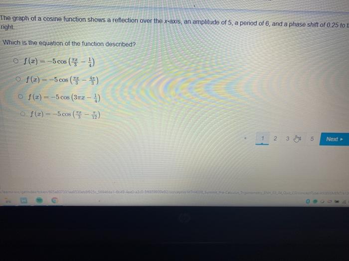 Solved The graph of a cosine function shows a reflection | Chegg.com