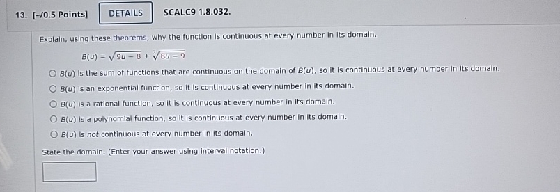 Solved Points]SCALC9 1.8.032.Explain, using these theorems, | Chegg.com