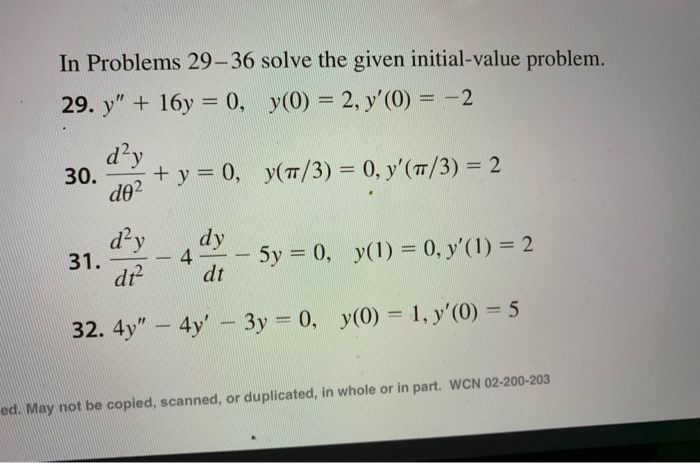 Solved In Problems 29-36 solve the given initial-value | Chegg.com