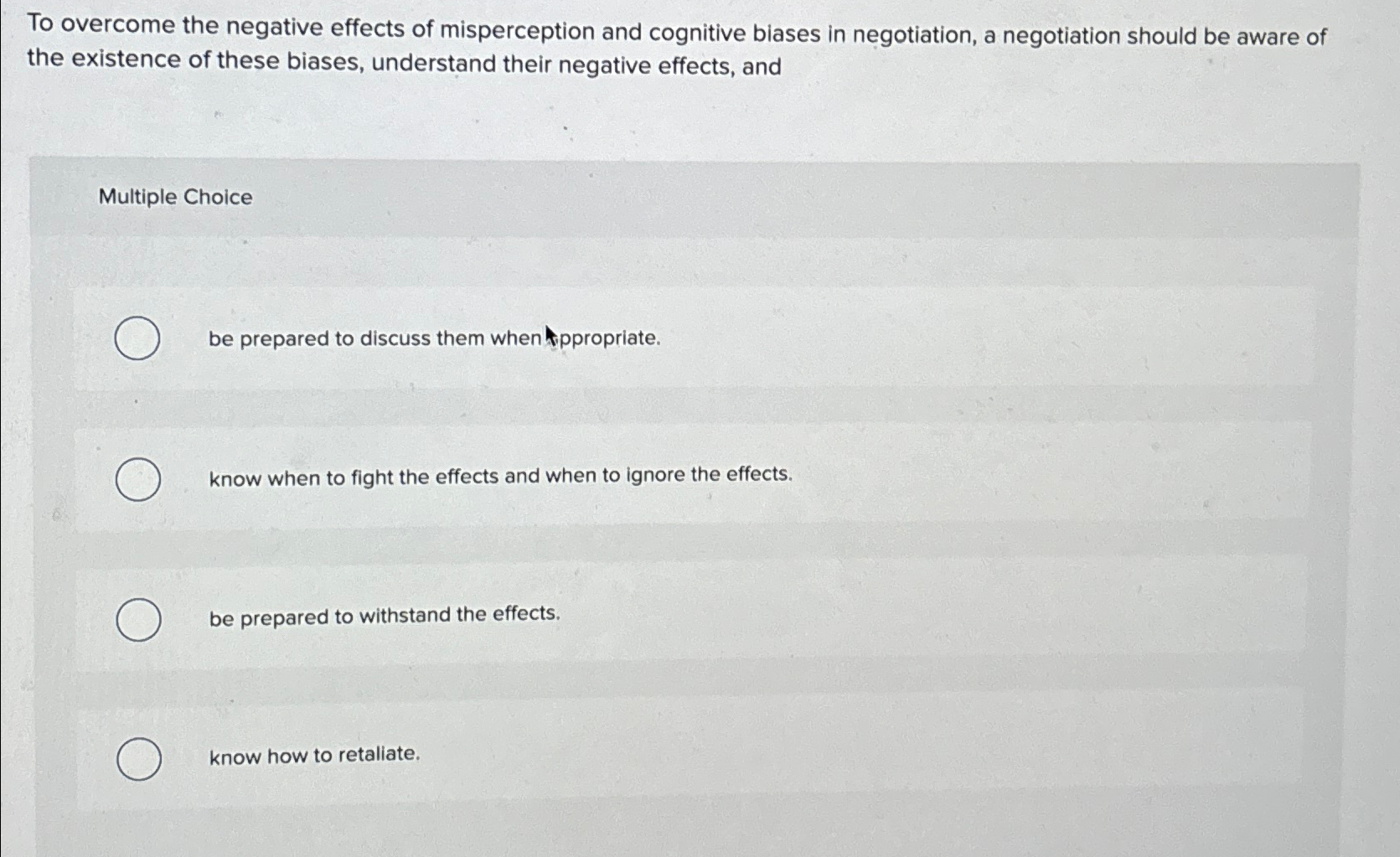 Solved To overcome the negative effects of misperception and | Chegg.com
