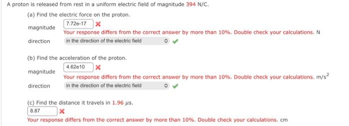 Solved proton is released from rest in a uniform electric | Chegg.com