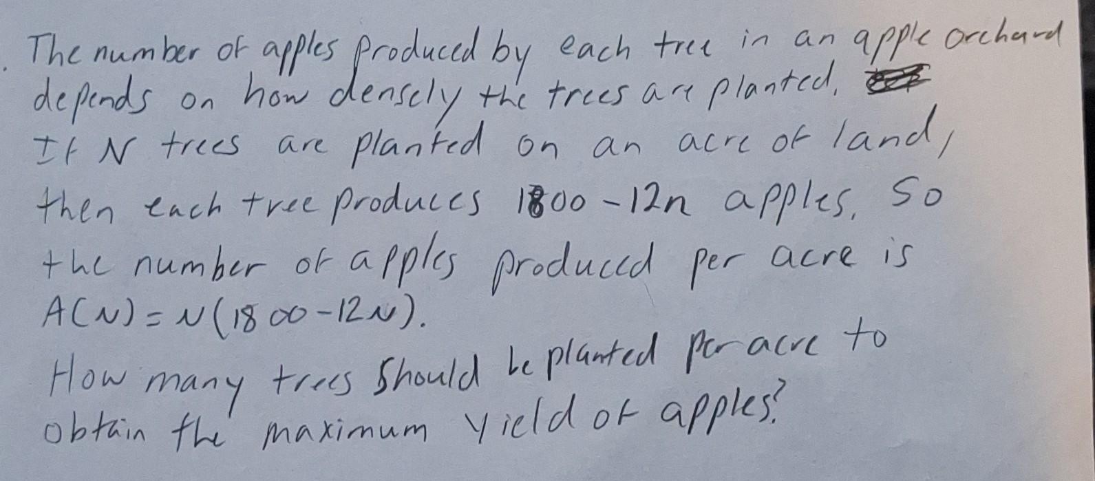 Solved The number of apples produced by each tree in an | Chegg.com