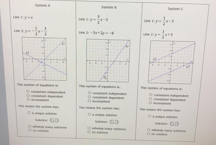 Solved System A System B System C Line 1 Y X 3 Line 1 Y 1