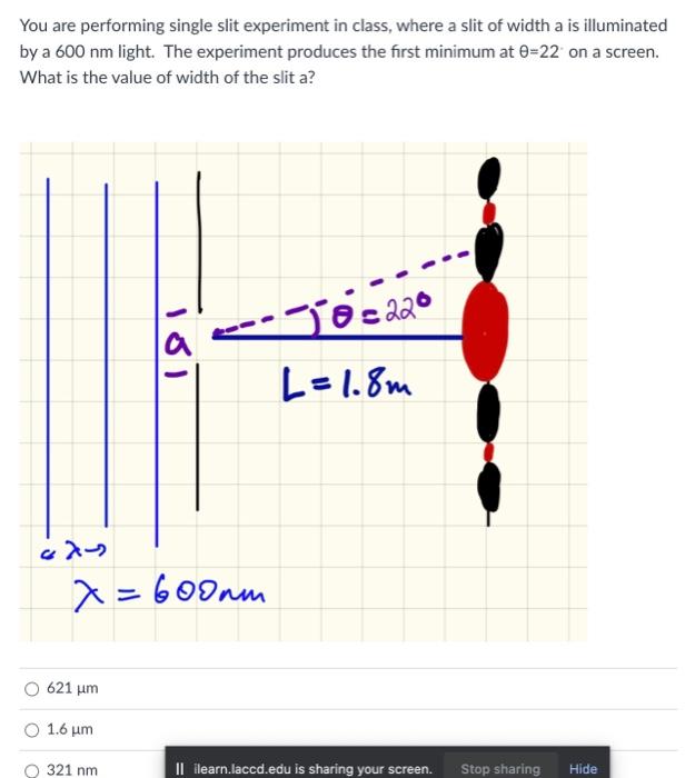 Solved You are performing single slit experiment in class, | Chegg.com