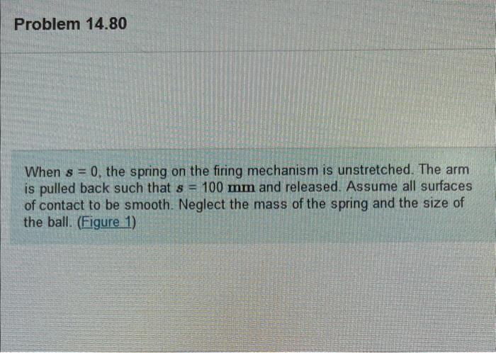 Solved When s=0, the spring on the firing mechanism is | Chegg.com
