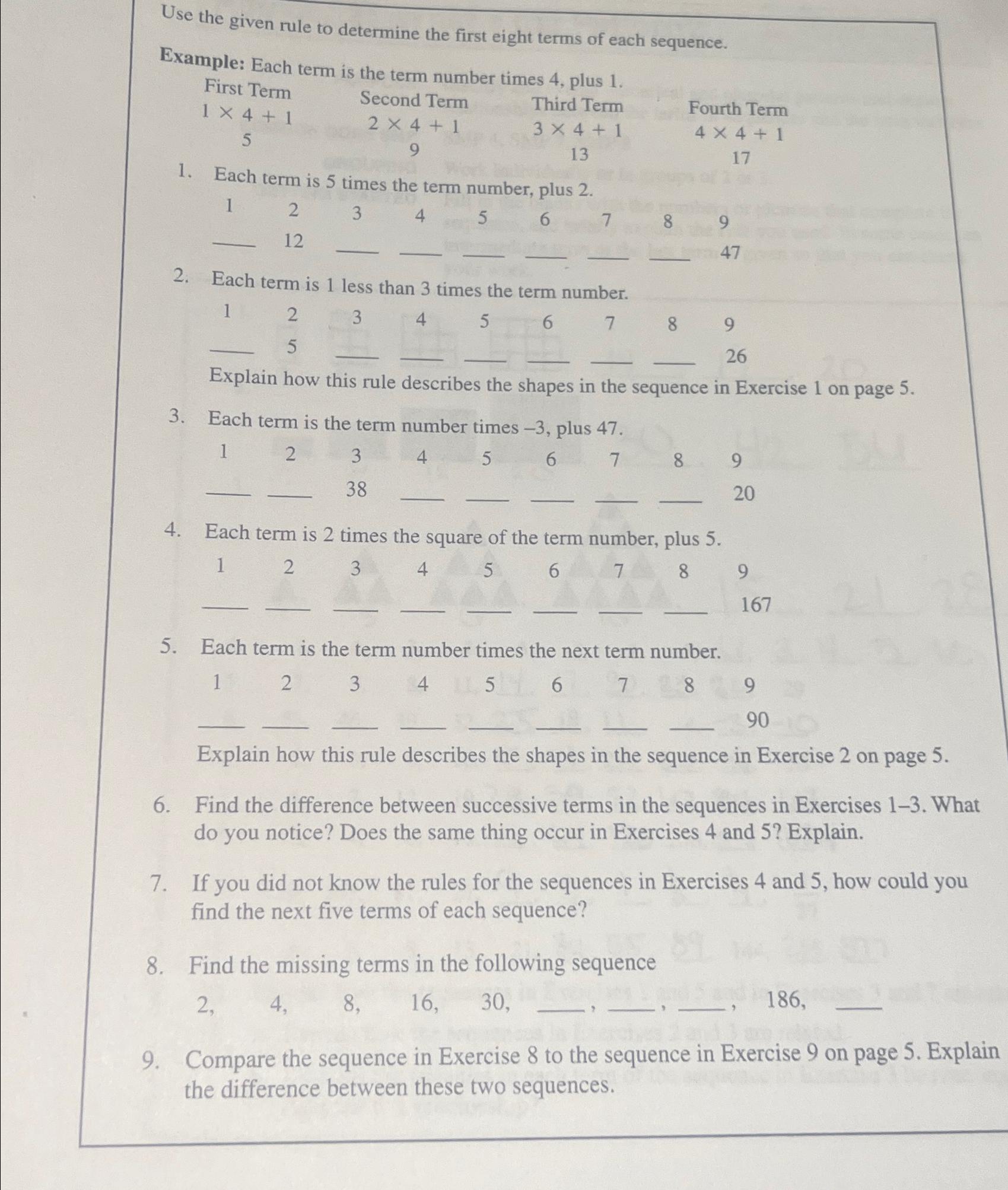 Solved Use the given rule to determine the first eight terms | Chegg.com