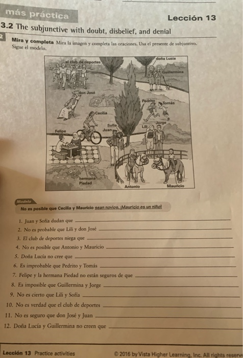 más práctica Lección 13 3.2 The subjunctive with | Chegg.com