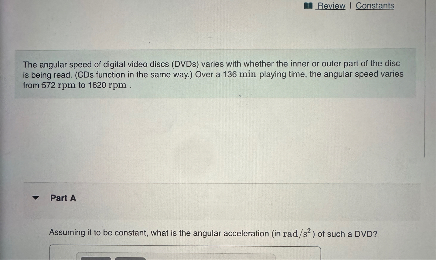 Solved Review I ConstantsThe angular speed of digital video | Chegg.com