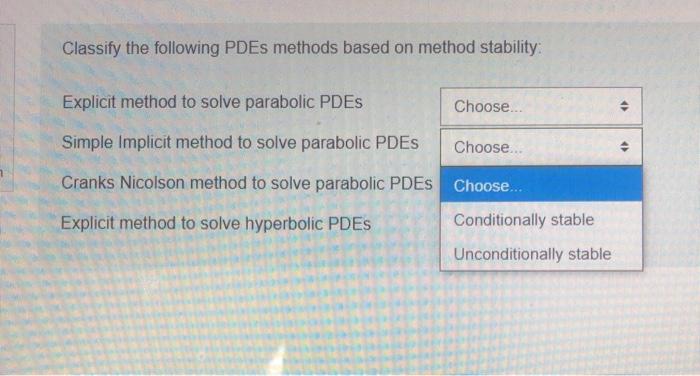 Solved Classify the following PDEs methods based on method | Chegg.com