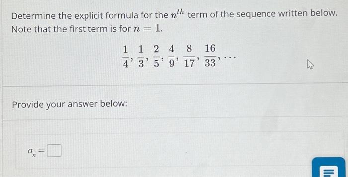 Solved Determine the explicit formula for the nth term of | Chegg.com