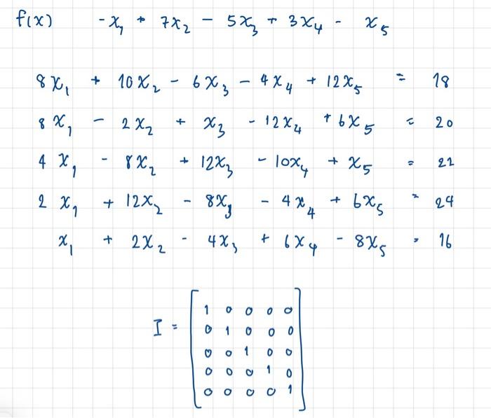 x) −x4+7x2−5x3+3x4−x5 8x1+10x2−6x3−4x4+12x5=18 | Chegg.com