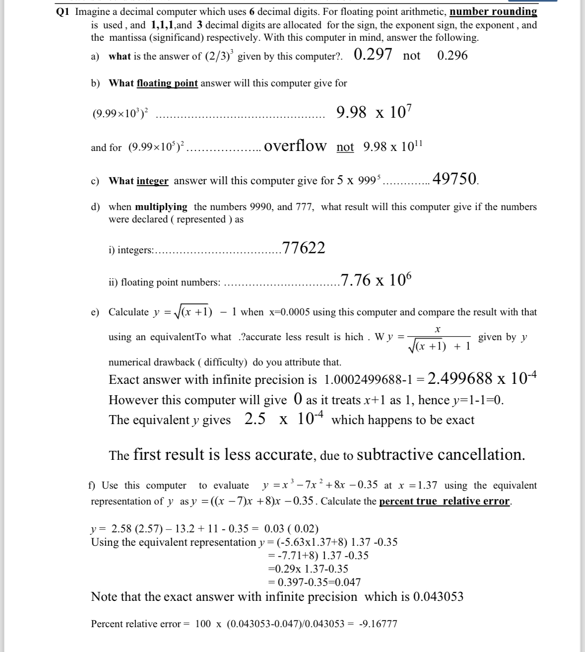 Solved Q1 ﻿Imagine a decimal computer which uses 6 ﻿decimal | Chegg.com