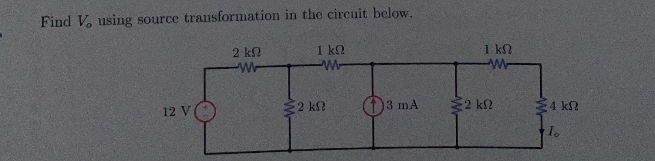 Solved Find Vo ﻿using Source Transformation In The Circuit