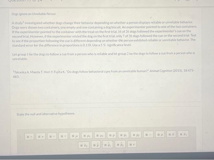 Solved Dogs Ignore an Unreliable Person A study 1 | Chegg.com