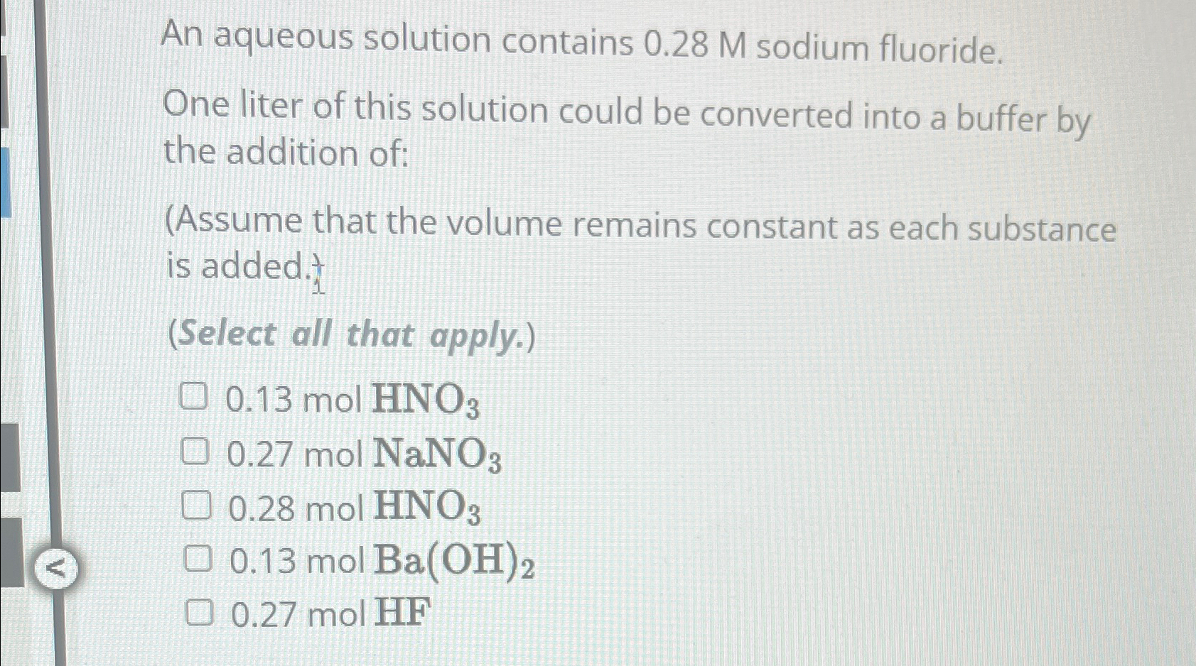 Solved An aqueous solution contains 0.28M ﻿sodium | Chegg.com