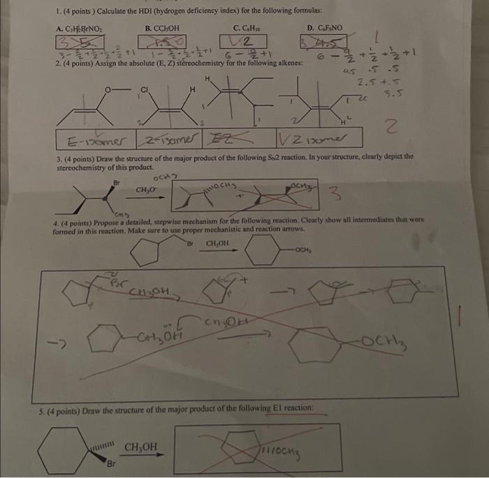 Solved 1. (4 points) Calculate the HDI (hydrogen deficiency | Chegg.com