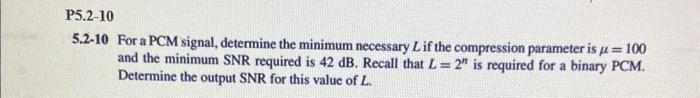 Solved 2-10 For a PCM signal, determine the minimum | Chegg.com