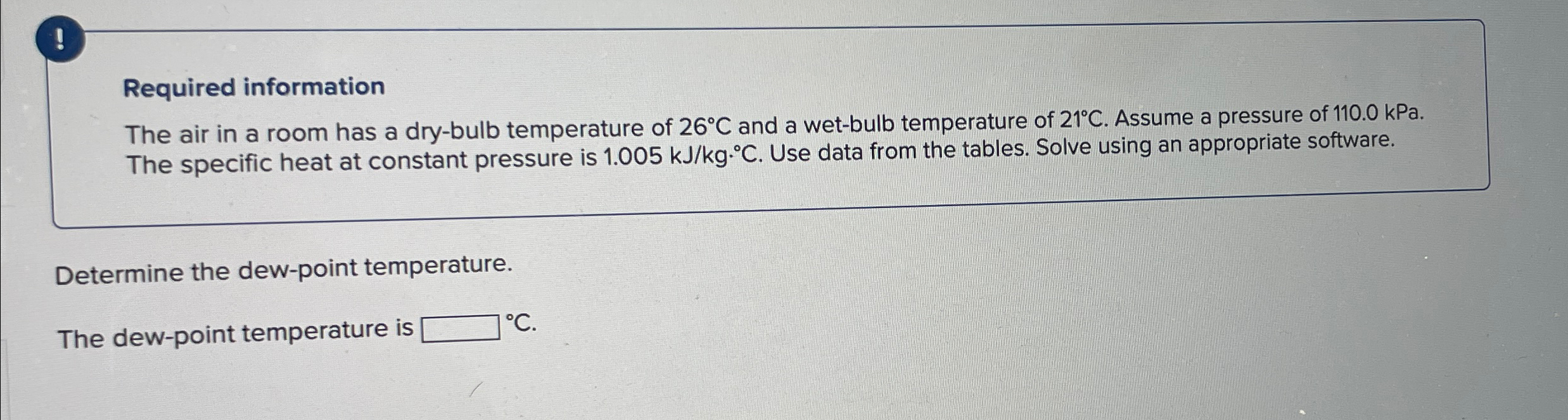 Solved !Required informationThe air in a room has a dry-bulb | Chegg.com