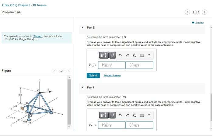 Solved The space truss shown in (Figurn 1) supports a force | Chegg.com