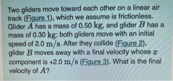 Solved Two gliders move toward each other on a linear air | Chegg.com