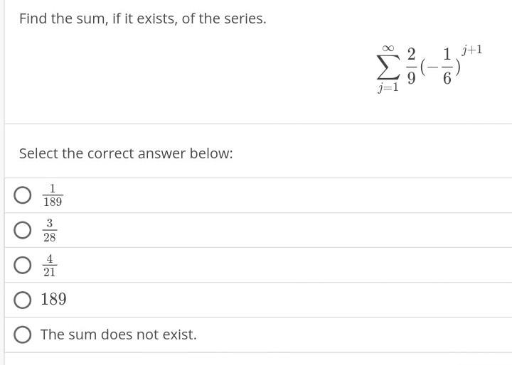 Solved Find the sum, if it exists, of the series. | Chegg.com