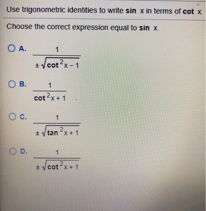 Solved Use trigonometric identities to write sin x in terms | Chegg.com