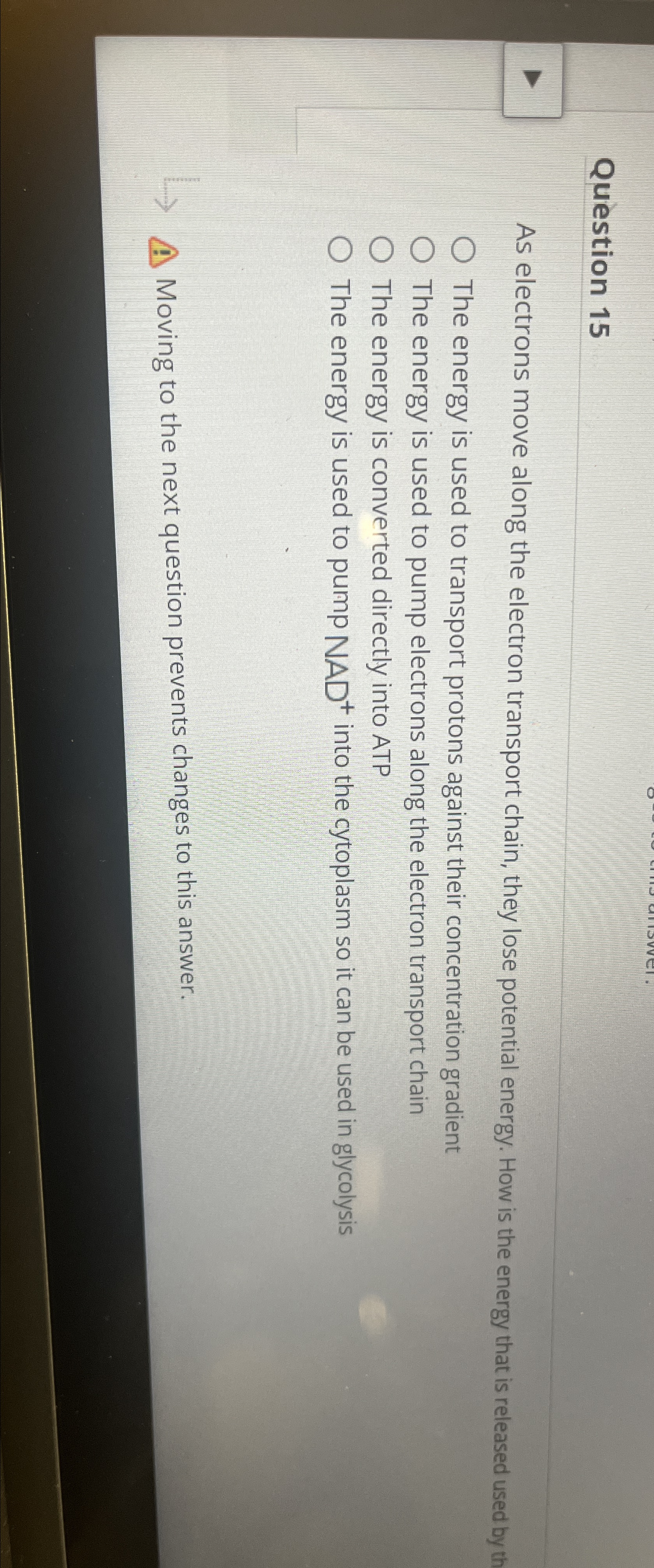 Solved Question 15As electrons move along the electron | Chegg.com